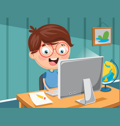 Kid writing Royalty Free Vector Image - VectorStock