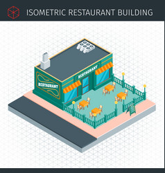Food court interior elements isometric Royalty Free Vector