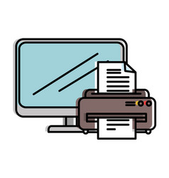 Computer desktop with printer Royalty Free Vector Image