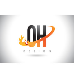 Hl h l letter logo with fire flames design Vector Image