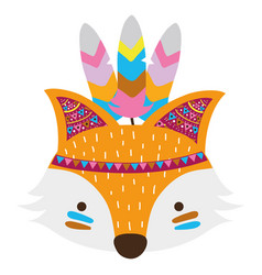 Cute fox animal wearing indian traditional tribal Vector Image