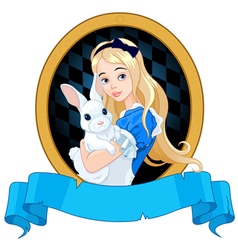 White Rabbit with pocket watch Royalty Free Vector Image