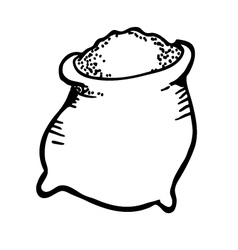 Sugar stored in burlap bag and wooden bowl Vector Image