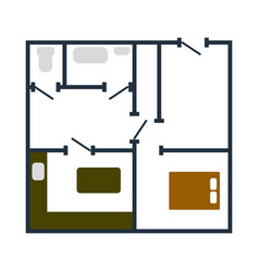 Small studio apartment cartoon plan Royalty Free Vector