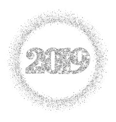 Silver glitter alphabet numbers 6 with shadow Vector Image