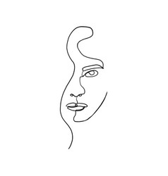 Continuous line drawing woman face with hand Vector Image