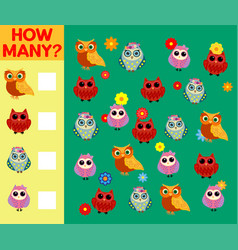Cartoon education counting game for preschool Vector Image