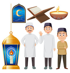 Muslim cartoon characters Royalty Free Vector Image