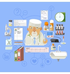 Diagnostic laboratory poster with lab equipments Vector Image