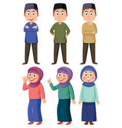 Muslim cartoon characters Royalty Free Vector Image
