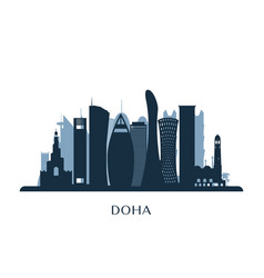 One single line drawing of doha city skyline Vector Image