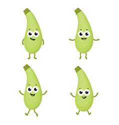Zucchini cartoon character isolated on white Vector Image