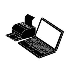 Computer desktop with printer Royalty Free Vector Image