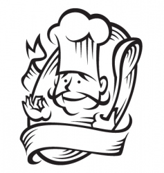 Cooking symbol emblem set saucepan cook and food Vector Image