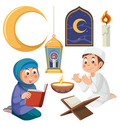 Muslim cartoon characters Royalty Free Vector Image