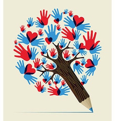 School education tree hand Royalty Free Vector Image