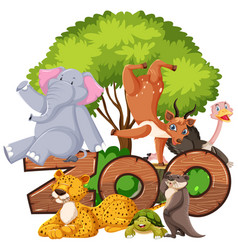 Wild animals and zoo sign Royalty Free Vector Image