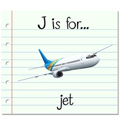 Flashcard alphabet j is for jet Royalty Free Vector Image
