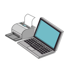 Computer desktop with printer Royalty Free Vector Image