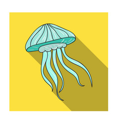 Jelly fish icon in outline style isolated on white