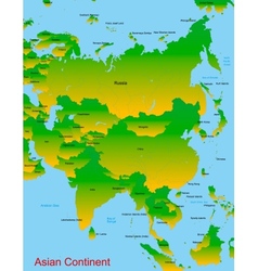 Asia mainland cartoon map with fauna species Vector Image