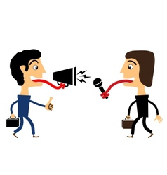 Presenter man interviewing celebrity woman Vector Image