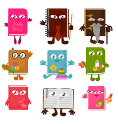 Book character cartoon emotion textbook Royalty Free Vector