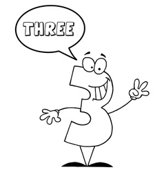 Funny orange number three 3 cartoon character Vector Image