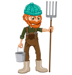 Cartoon farmer standing Royalty Free Vector Image