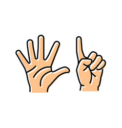 Five number hand gesture color icon Royalty Free Vector