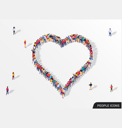 People community heart shape group love crowd Vector Image
