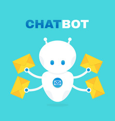 Cute smiling robot chat bot say hi Royalty Free Vector Image