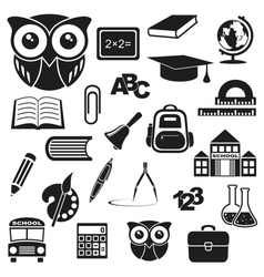 Black education icons tree up from book Royalty Free Vector