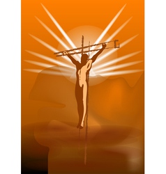 Banner with jesus christ crucified on cross Vector Image