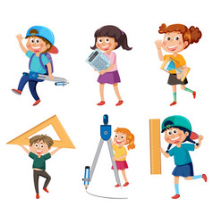 Frame design with kids and flowers Royalty Free Vector Image