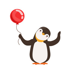 Cute penguin holding present Royalty Free Vector Image