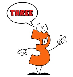 Funny orange number three 3 cartoon character Vector Image