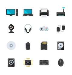 Computer parts and accessories icons Royalty Free Vector