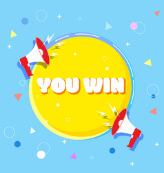 You win poster with prize cup Royalty Free Vector Image