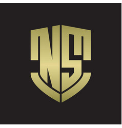 Ns logo monogram with back drop shape design Vector Image