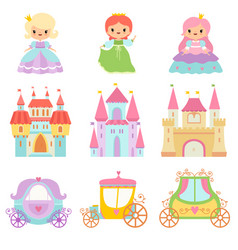 Prince and princess set Royalty Free Vector Image