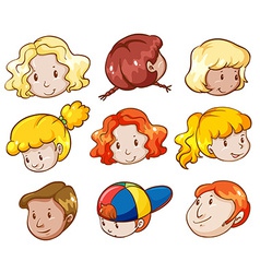 Cartoon people heads set Royalty Free Vector Image