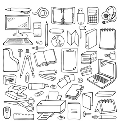Office drawing hand drawn items Royalty Free Vector Image