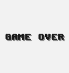 Pixel game over text with three hearts Royalty Free Vector