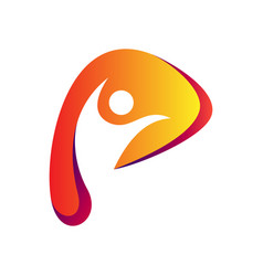 Letter p people logo Royalty Free Vector Image