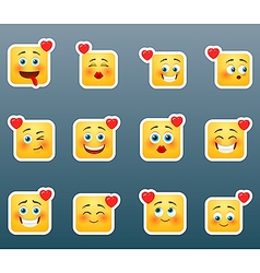 Funny colorful square faces set Royalty Free Vector Image