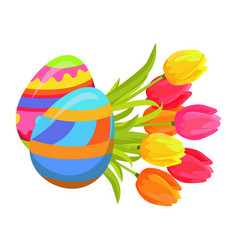 Happy easter spring postcard with tulips Vector Image