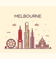 Flat line melbourne banner Royalty Free Vector Image