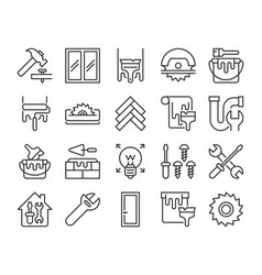 Line home room types icons Royalty Free Vector Image