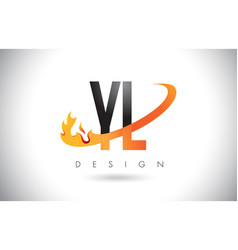 Hl h l letter logo with fire flames design Vector Image